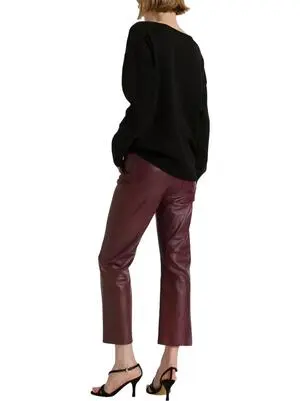 Alberta Ferretti Brown Sheepskin Logo Plaque Trousers - Red