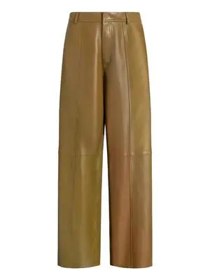 Alberta Ferretti Paneled Leather Wide-leg Trousers - Green