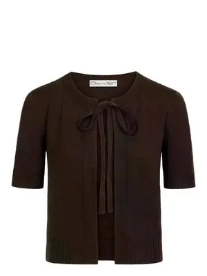 Oscar De La Renta Self-tie Wool Twin Set Cardigan - Brown