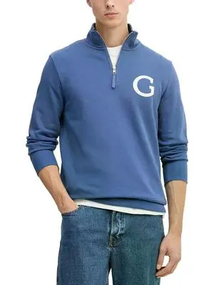 Gant Logo Patch Quarter-zip Sweater - Blue