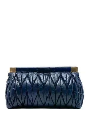Miu Miu Matelassé Patent Frame Clutch Bag - Blue
