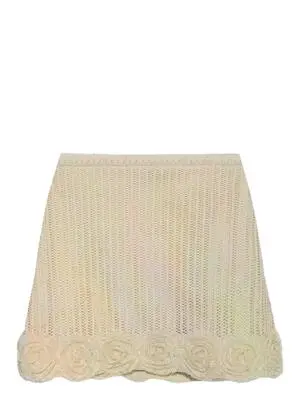 SELF-PORTRAIT Floral-motif Crochet Knit Mini Skirt - Neutrals