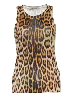 Roberto Cavalli Leopard-print Knit Tank Top - Neutrals