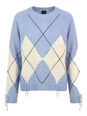Pinko Argyle Pattern Tassel Detail Sweater - Blue