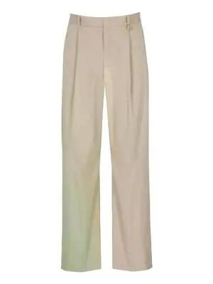 Casablanca Pleated Logo Plaque Wide-leg Trousers - Neutrals