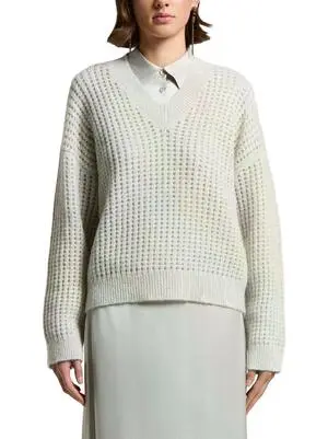 Peserico Waffle Knit V-neck Sweater - Grey