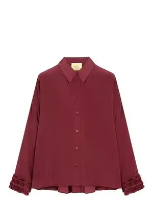 Momoni Ruffled Silk Crêpe De Chine Shirt - Red