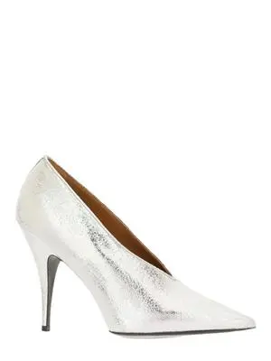 Stella McCartney Cracked-effect Pointed-toe Pumps - Silver