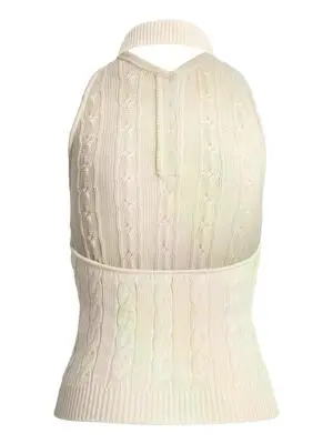Ralph Lauren Cable-knit Halterneck Polo Vest - Neutrals