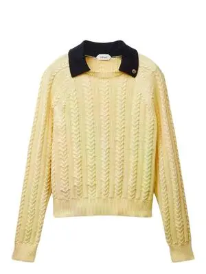 Versace Cable-knit Contrasting Collar Sweater - Yellow