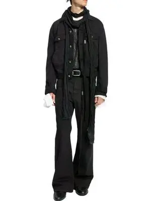 ANN DEMEULEMEESTER Long-sleeved Denim Jacket - Black