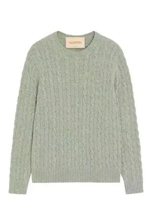 Valentino Garavani Cable-knit Wool Sweater With Vlogo - Green