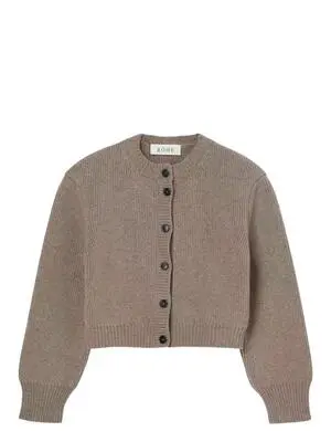 RÓHE Ribbed-knit Cropped Cardigan - Neutrals