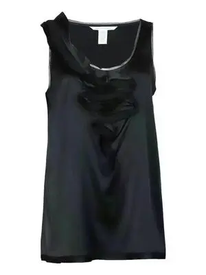 Diane Von Furstenberg Sleeveless Ruffle Detail Blouse - Black