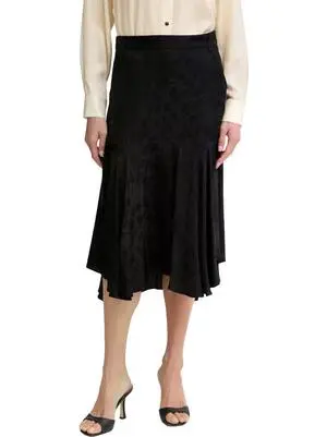 Pinko Floral-jacquard Asymmetric Midi Skirt - Black