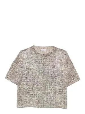 BRUNELLO CUCINELLI Brunello Cucinelli Mohair And Wool T-Shirt With Craquelé Embroidery