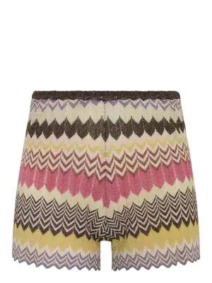 Faithfull The Brand High-rise Chevron Knit Shorts - Brown