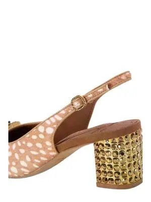 Kurt Geiger Slingback Pumps With Embellished Block Heel - Brown