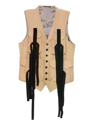 Yohji Yamamoto Nubuck Leather Long-belt Waistcoat - Neutrals