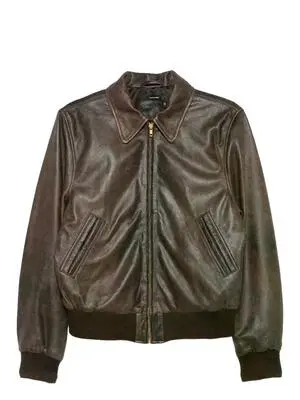 R13 Boyfriend Distressed Leather Jacket - Brown