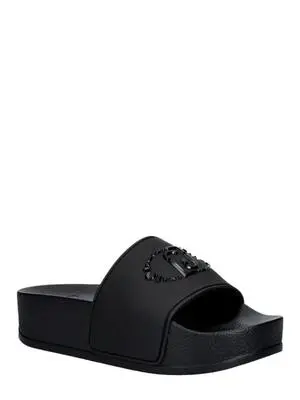 Liu Jo Logo Plaque Platform Slides - Black