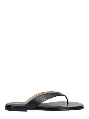 Patrizia Pepe Logo-plaque Calf Leather Flip-flops - Black