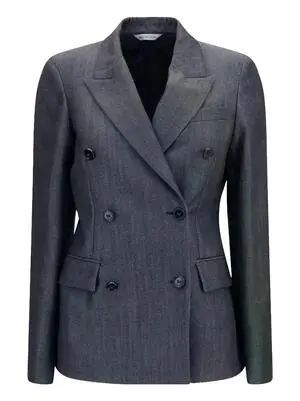 Balenciaga Double-breasted Wool Tailored Jacket With Peak Lapels - Grey