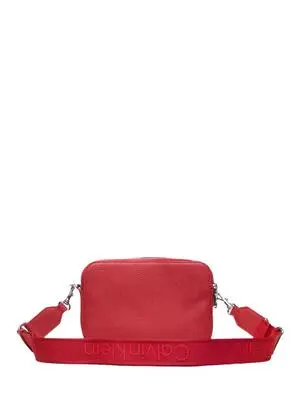 Calvin Klein Pebbled-effect Crossbody Bag With Logo Strap - Red