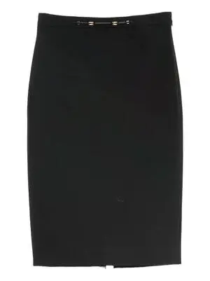 Elisabetta Franchi Logo Plaque Pencil Midi Skirt - Black