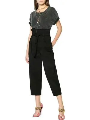Alberta Ferretti Belted High-waisted Trousers - Black