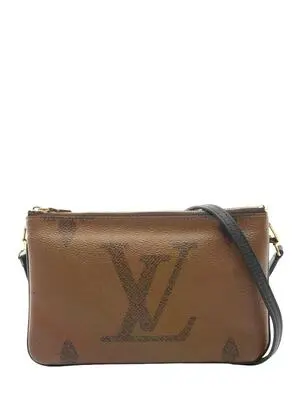 LOUIS VUITTON Monogram Giant Reverse Double Zip Pochette Crossbody Bag - Brown
