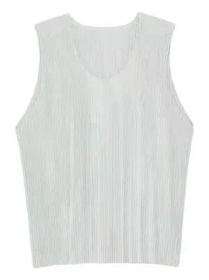 Issey Miyake Pleated Sleeveless Top - Grey
