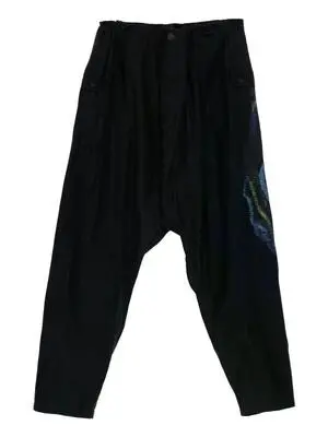 Yohji Yamamoto Graphic Print Trousers - Black