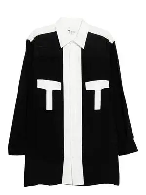 Yohji Yamamoto Monochrome-panelled Shirt - Black