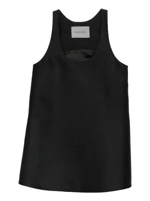 Balenciaga Scoop Neck A-line Mini Dress - Black