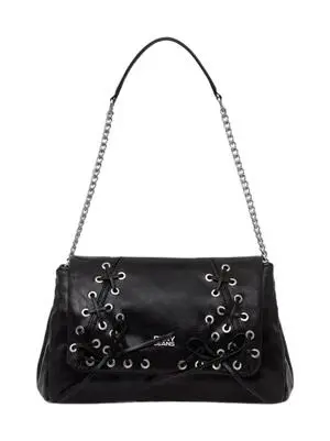 Dkny Lace-up Detail Shoulder Bag - Black