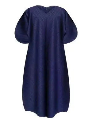Issey Miyake V-neck Lantern Sleeve Dress - Blue
