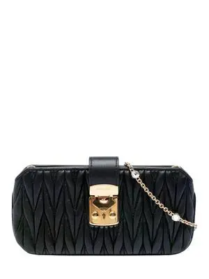 Miu Miu Matelassé Nappa Crystal Clutch On Chain Shoulder Bag - Black