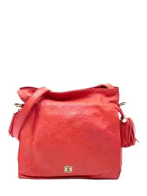 Loewe 2014 Embossed Leather Flamenco Tassel Crossbody Bag - Red