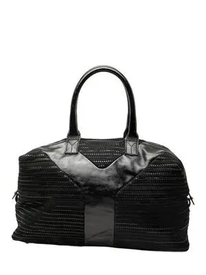 Saint Laurent Textured Fabric And Patent Leather Y Tote Bag - Black