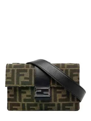 Fendi Zucca Canvas Convertible Baguette Pouch - Brown