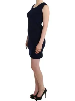 John Galliano Sleeveless Mini Dress With Scallop Trim - Blue