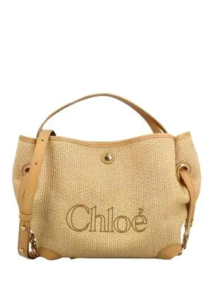 Chloé Small Shoulder Bag With Clover Logo Embroidery - Neutrals
