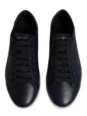 Dolce & Gabbana Grained Leather Lace-up Sneakers - Black