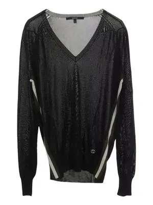 Gucci V-neck Long-sleeve Sweater With Interlocking G Detail - Black