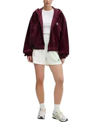 Adidas Essentials Corduroy Zip-up Hoodie - Red