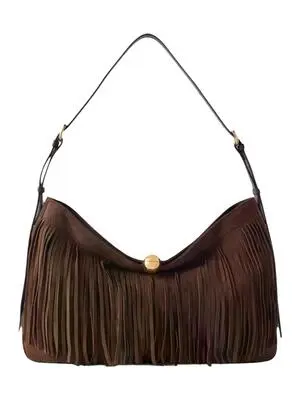 Furla Sfera Soft Shoulder Bag With Fringe Detail - Brown