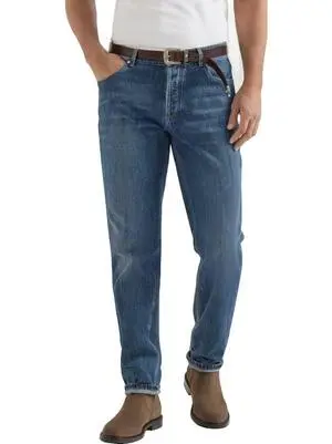 Brunello Cucinelli Traditional Fit Five-pocket Denim Trousers - Medium Denim