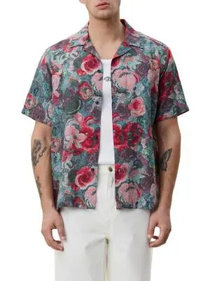 LES DEUX Bouquet Floral Jacquard Camp Shirt - Multicolor