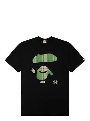 A BATHING APE BAPE Check Ape Face Tee Black